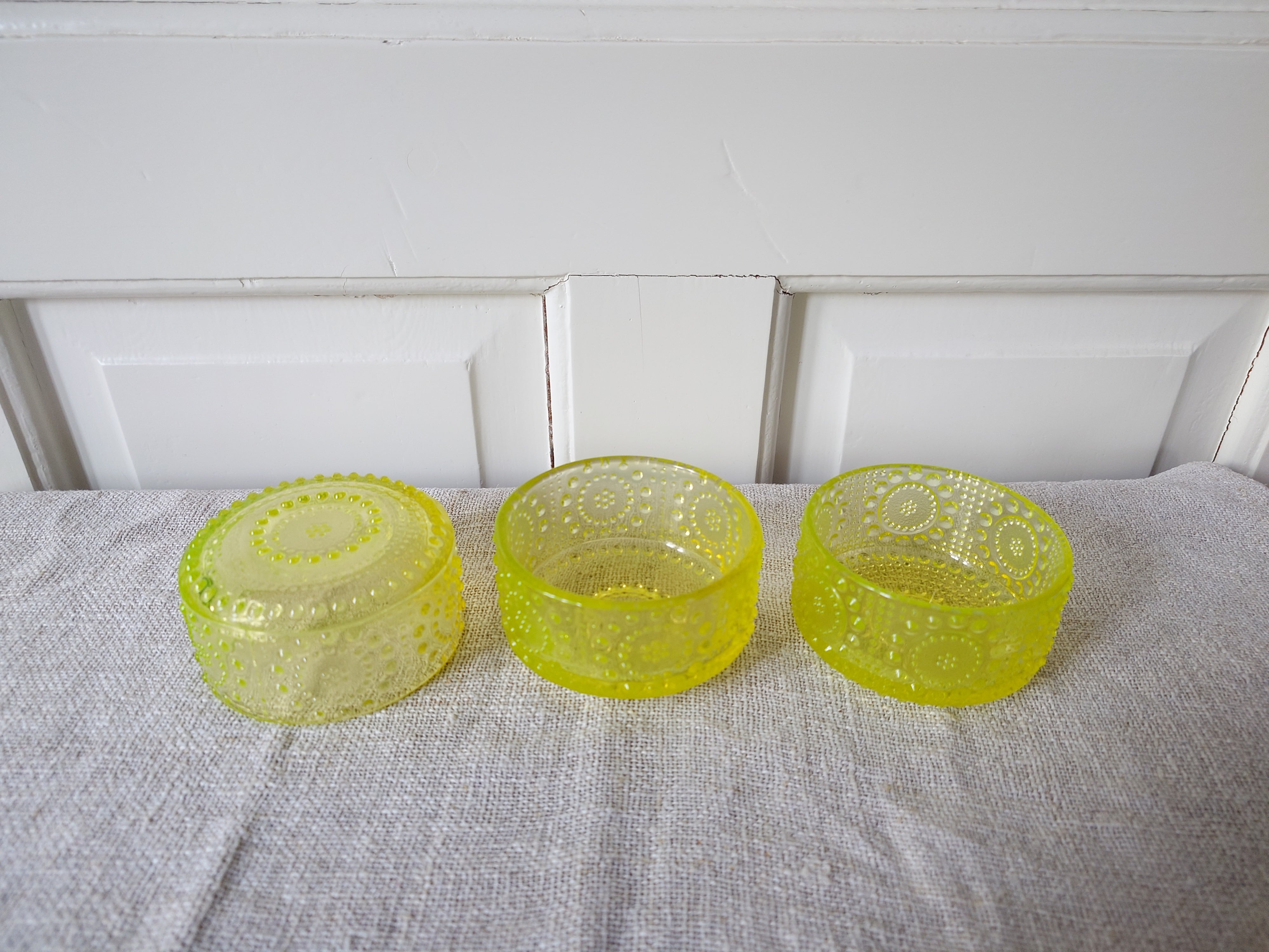 Riihimäki Grapponia keltainen jälkiruokakulho 9,5 cm 3 kpl – Hiiden Aarteet