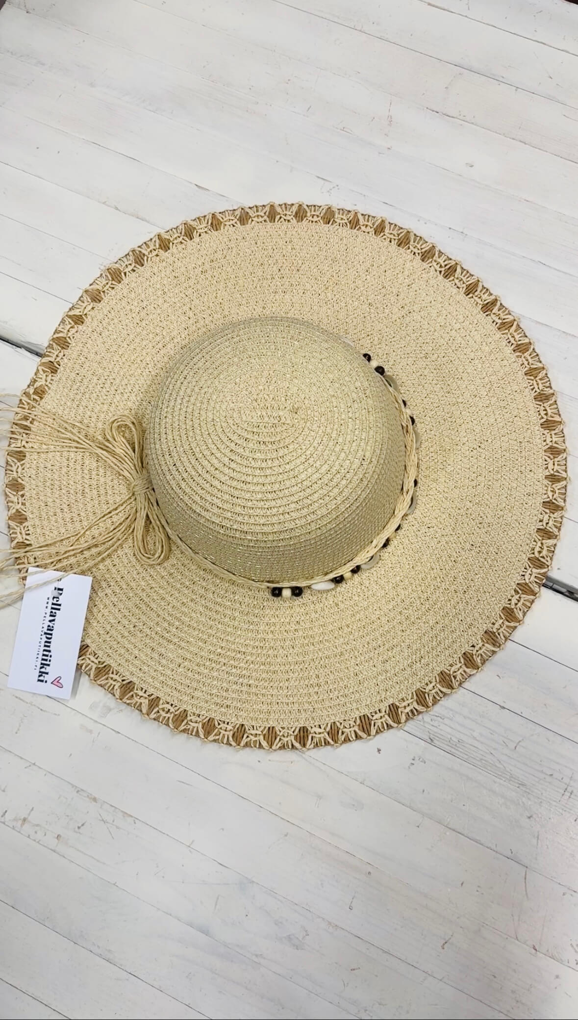 Olkihattu simpukka beige – Pellavaputiikki