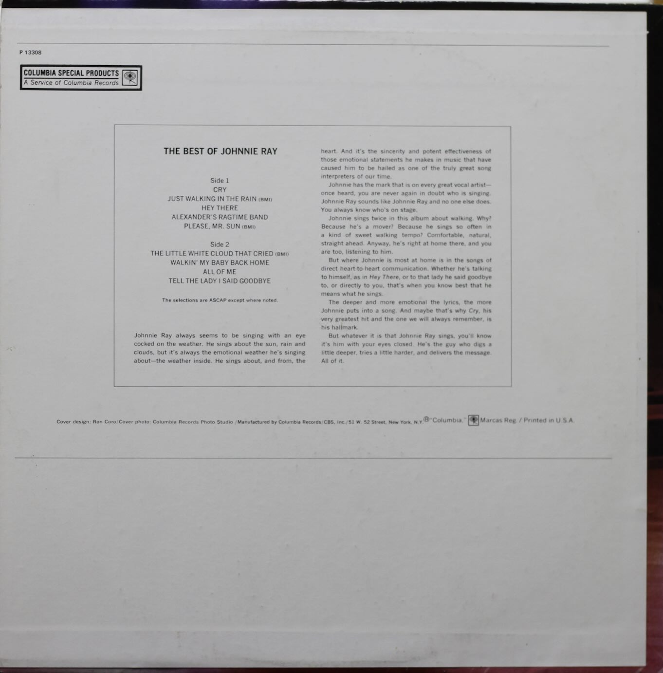 Johnny Ray: The Best Of Johnny Ray LP (Käyt) – Äänilevykauppa älppäri.fi