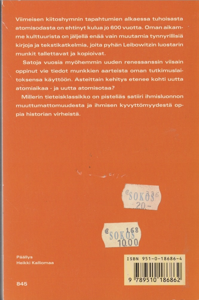 Walter M. Miller, Jr: Viimeinen kiitoshymni K3 (Käyt) – Äänilevykauppa ...