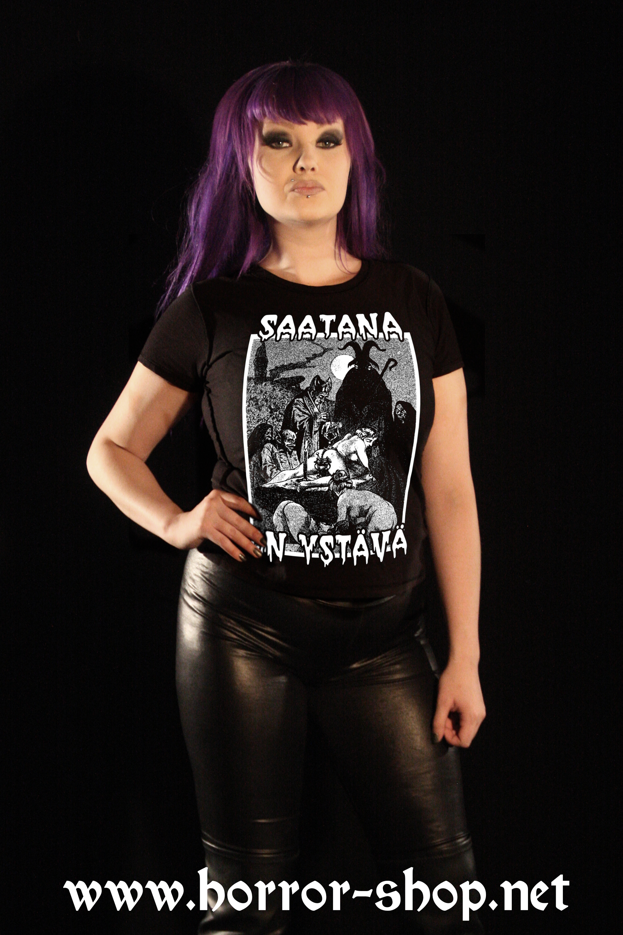 saatana on ystävä, t-shirt and ladyfit – Horror-Shop verkkokauppa