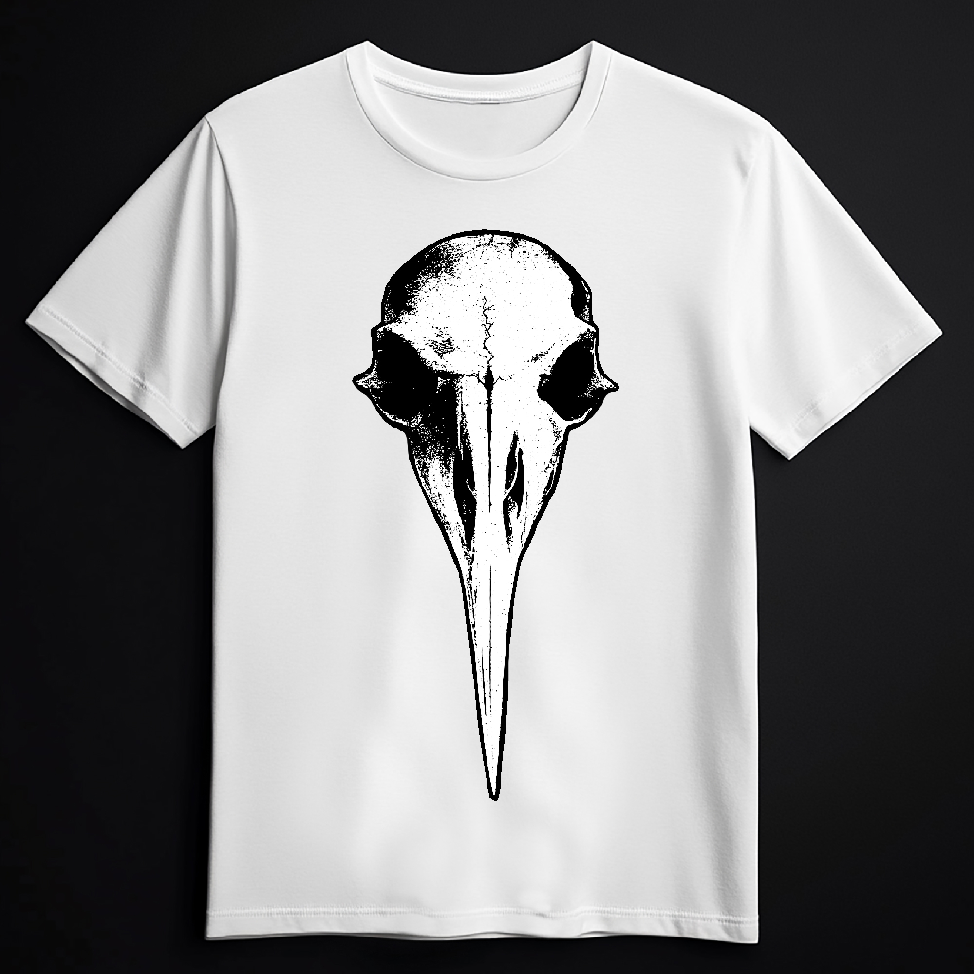 Crow skull (white T-shirt) – Horror-Shop verkkokauppa