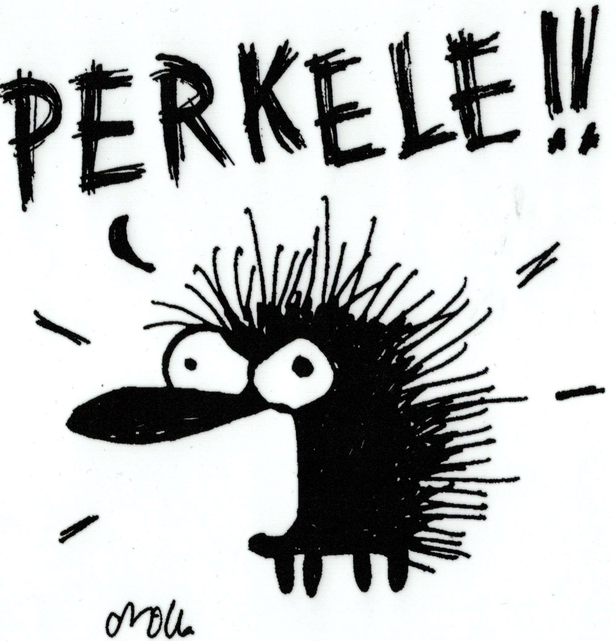 Perkele!! -tarra – Kiroileva siili verkkokauppa