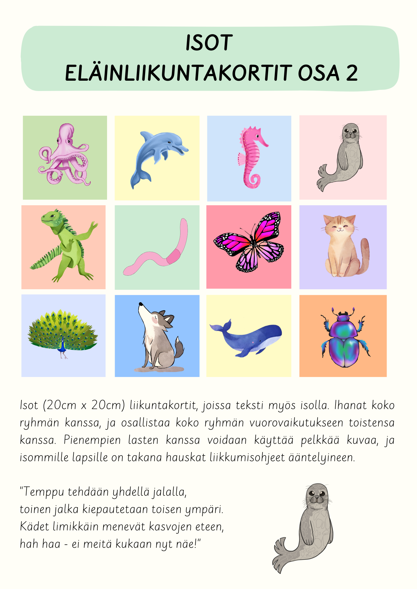 Eläinliikuntakortit osa 2 | Taikanorppa