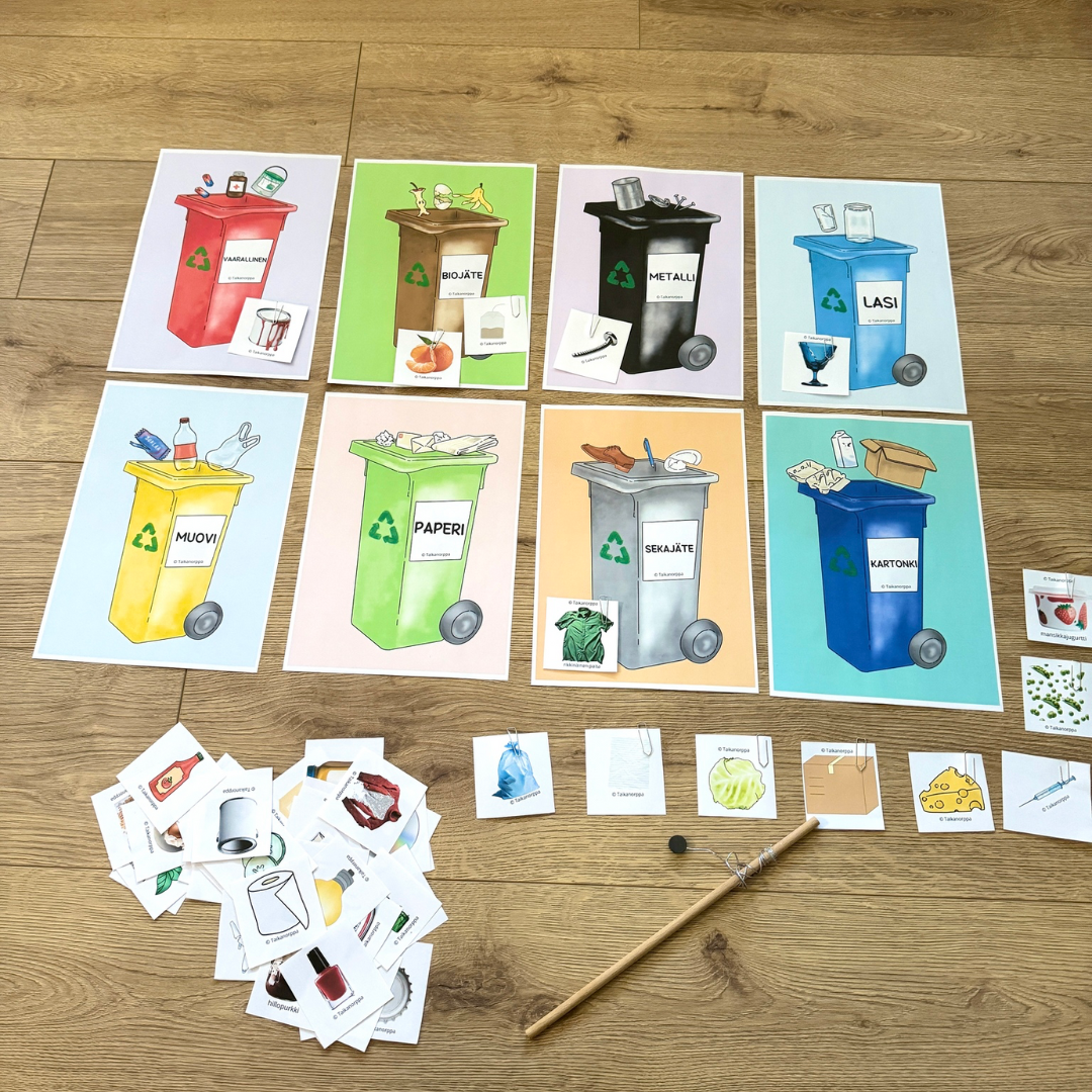 Toiminnallinen kierrätyspeli lapsille | Taikanorppa