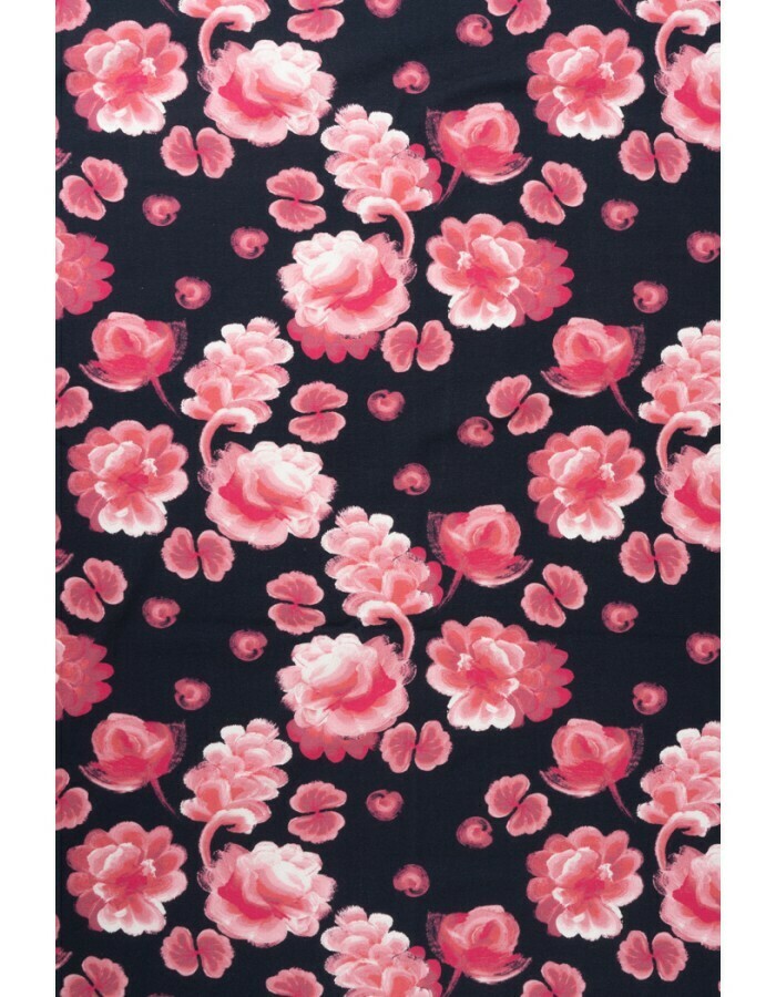 Ruusu-luomutrikoo Sininen/Punainen – Ompelijantaivas